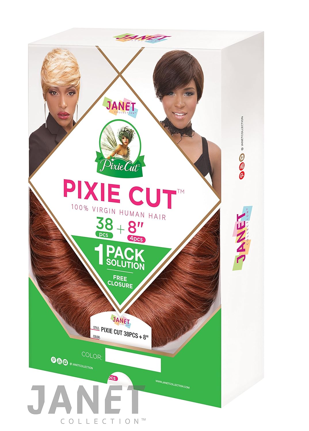 JANET - PIXIE CUT 38PCS + 8" 1PACK SOLUTION (HUMAN) | Zoe Beauty Supply