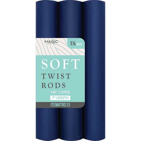 MAGIC COLLECTION - 1 1/4" 7" Soft Twist Rods 3PCs NAVY | Zoe Beauty Supply