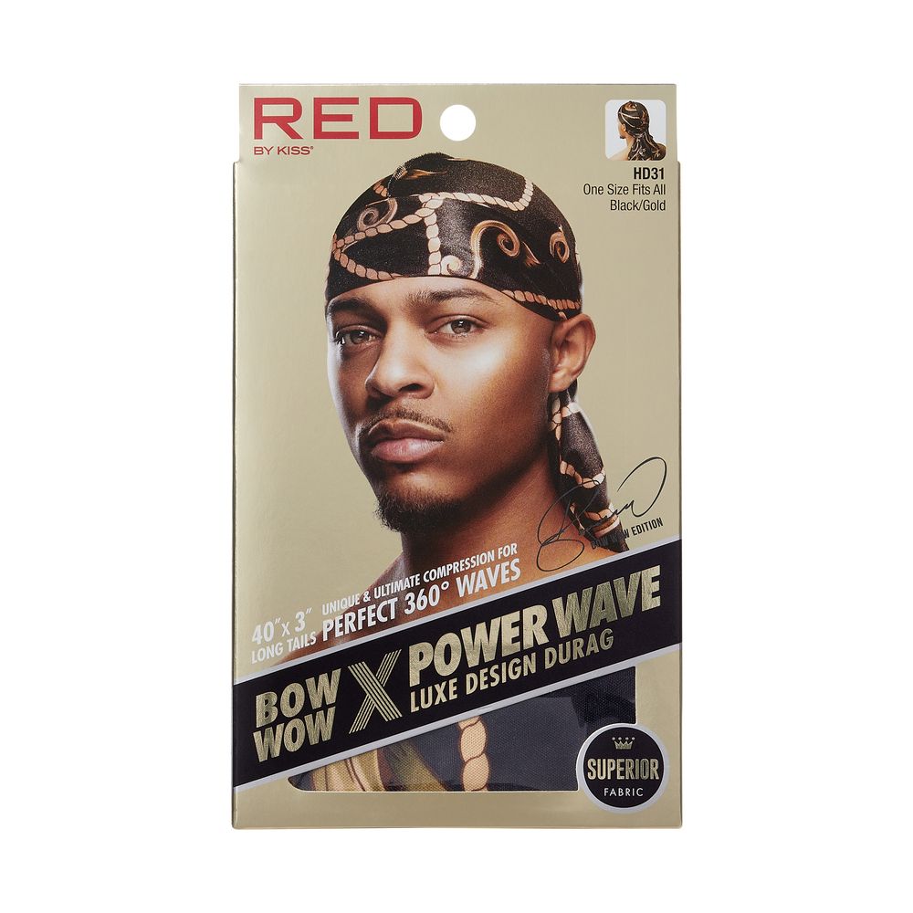 KISS - RED LUXE DURAG BLACK GOLD | Zoe Beauty Supply