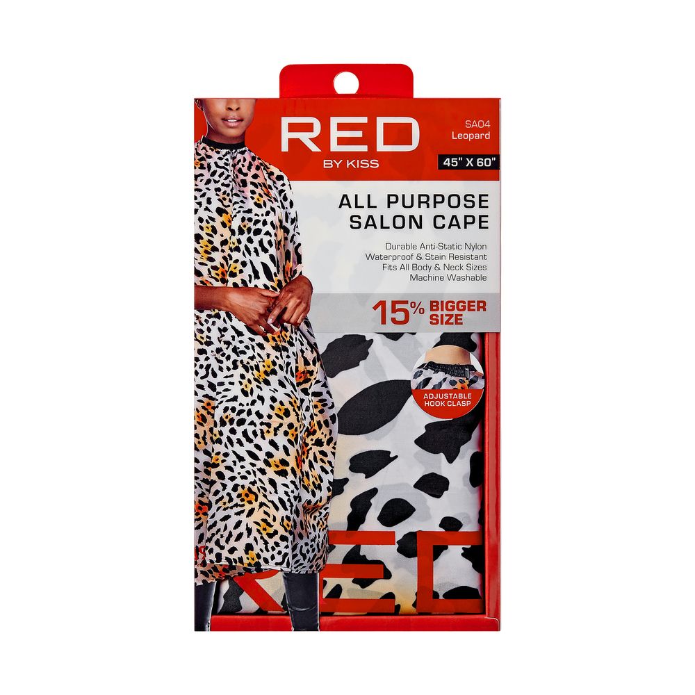 KISS - ALL PURPOSE SALON CAPE, LEOPARD, NYLON | Zoe Beauty Supply