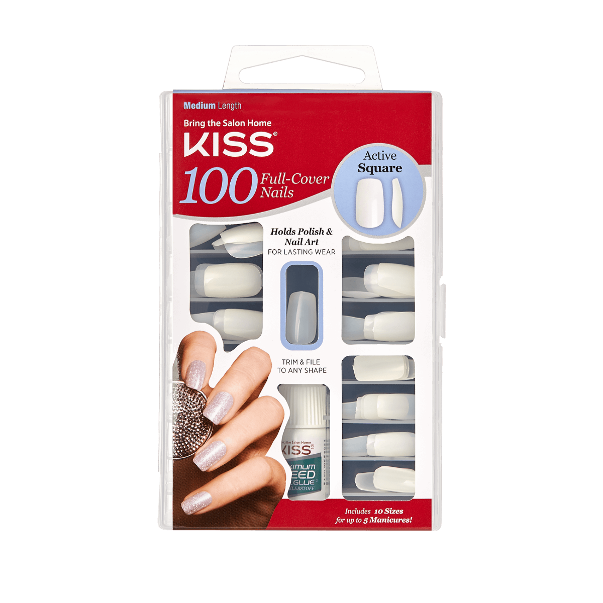 KISS - 100 NAILS ACTIVE SQUARE | Zoe Beauty Supply