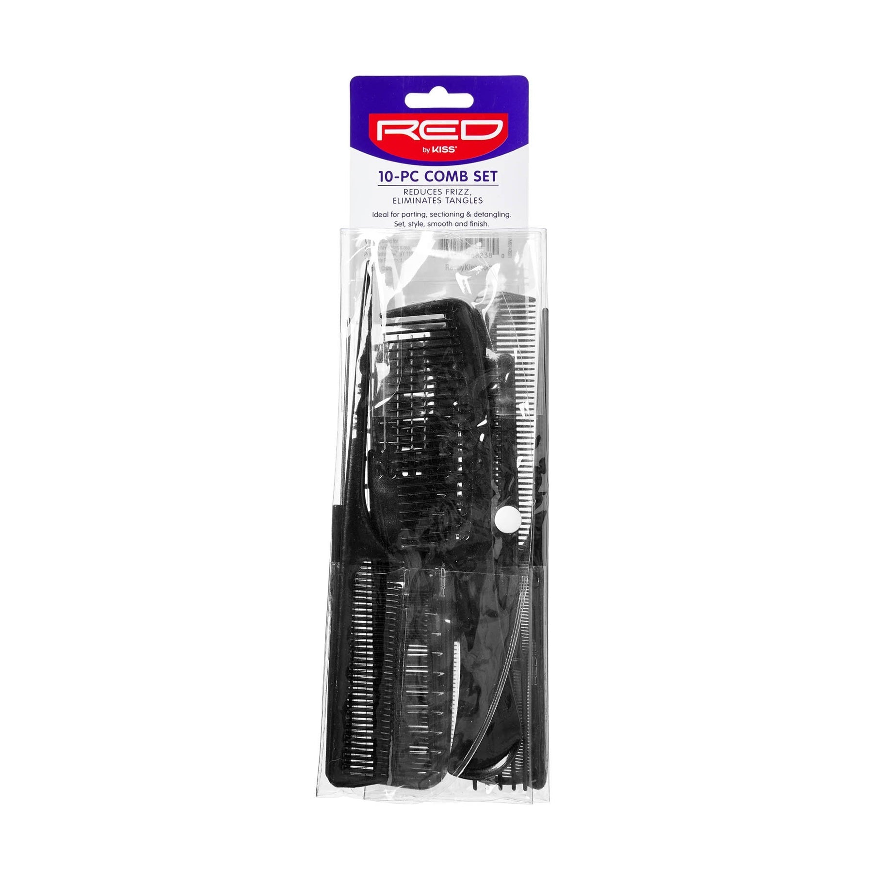 KISS - RED PROFESSIONAL 10-PC COMB SET BLACK | Zoe Beauty Supply