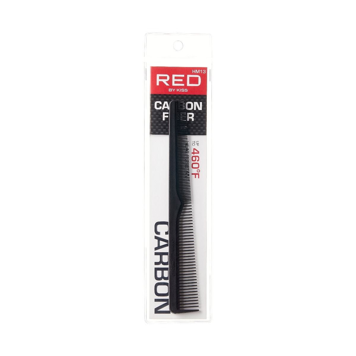KISS - RED CARBON BARBER COMB | Zoe Beauty Supply